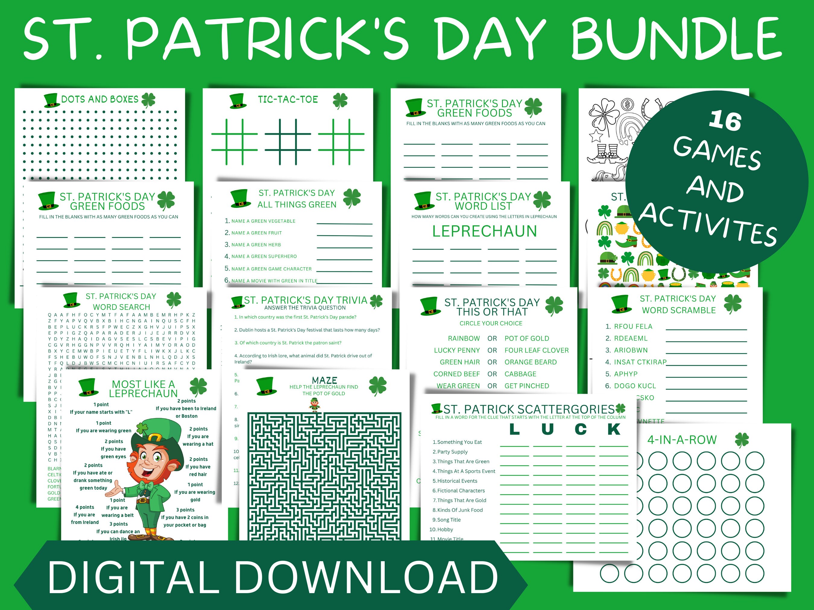 St Patricks Day Game Bundle, St Patricks Trivia, St Patricks Party ...