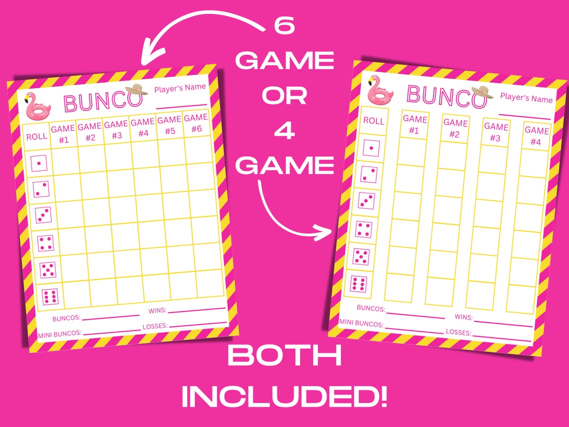Summer Bunco Score Sheets, Pool Party Bunco Score Cards, Bunco Tally ...