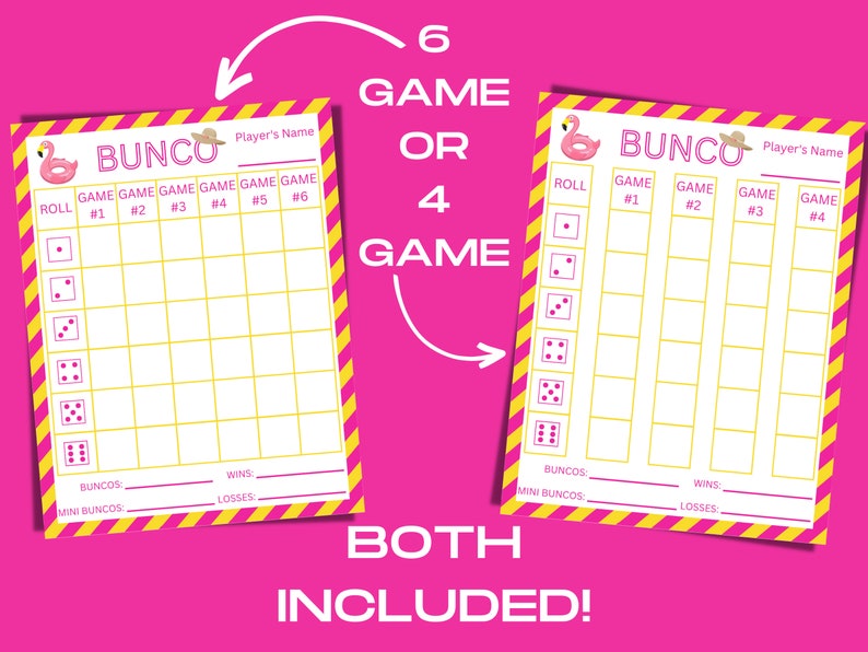 Summer Bunco Score Sheets, Pool Party Bunco Score Cards, Bunco Tally ...