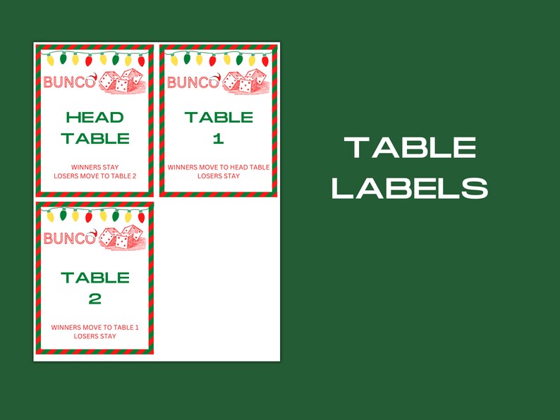 Holiday Bunco Score Sheets, Christmas Bunco Score Cards, Bunco Tally ...