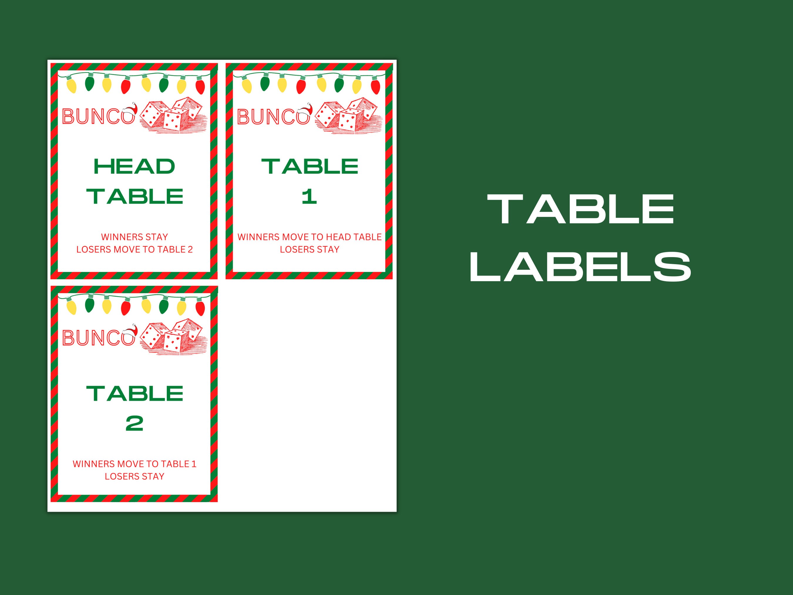 Holiday Bunco Score Sheets, Christmas Bunco Score Cards, Bunco Tally ...