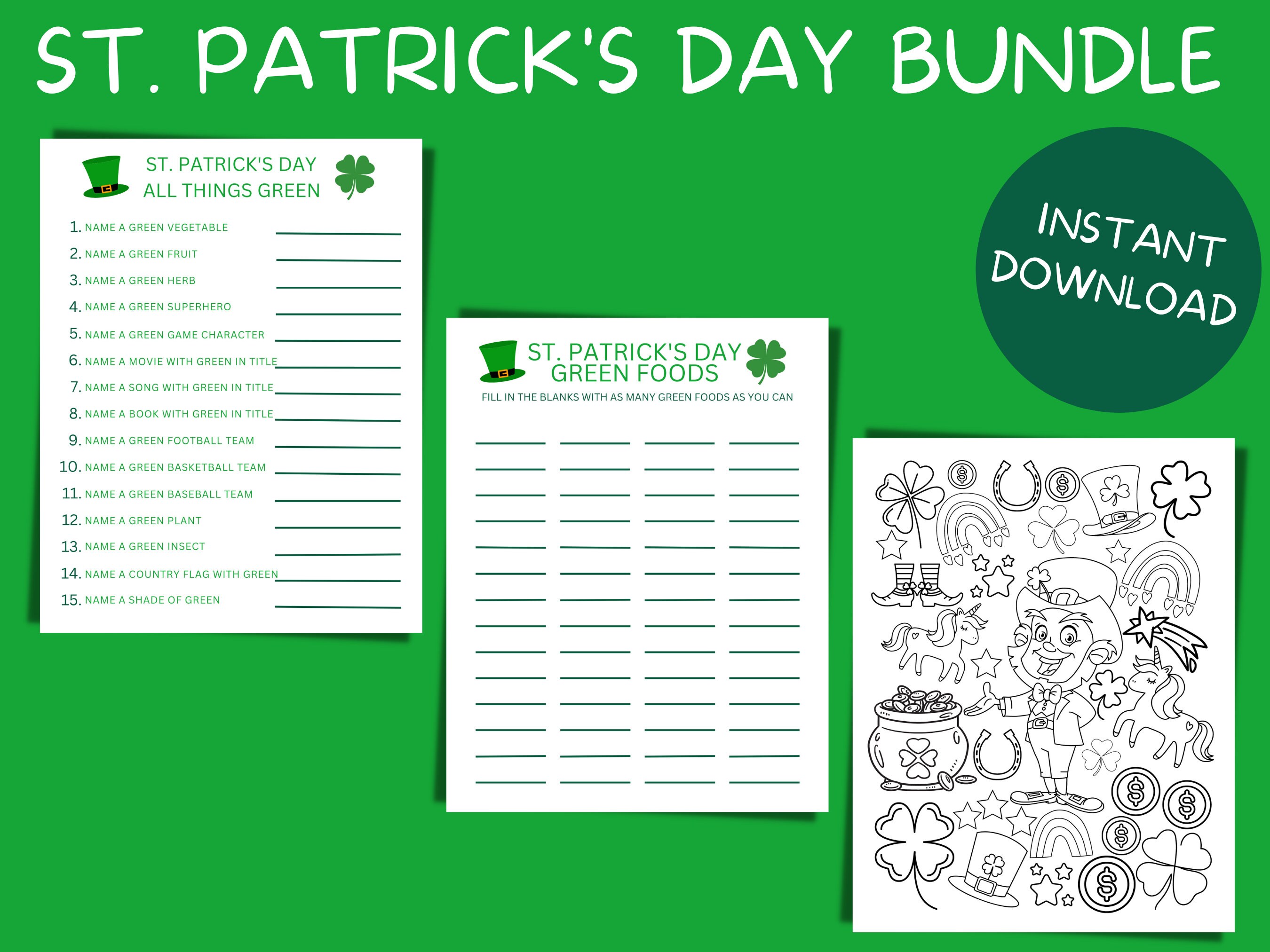 St Patricks Day Game Bundle, St Patricks Trivia, St Patricks Party ...