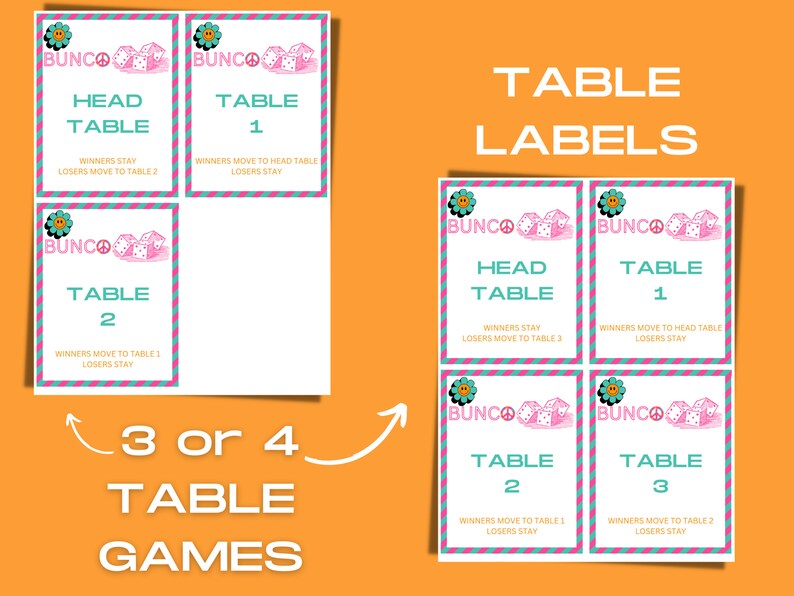 Retro Themed Bunco Scoresheets, 70s Themed Bunco Score Cards, Bunco ...