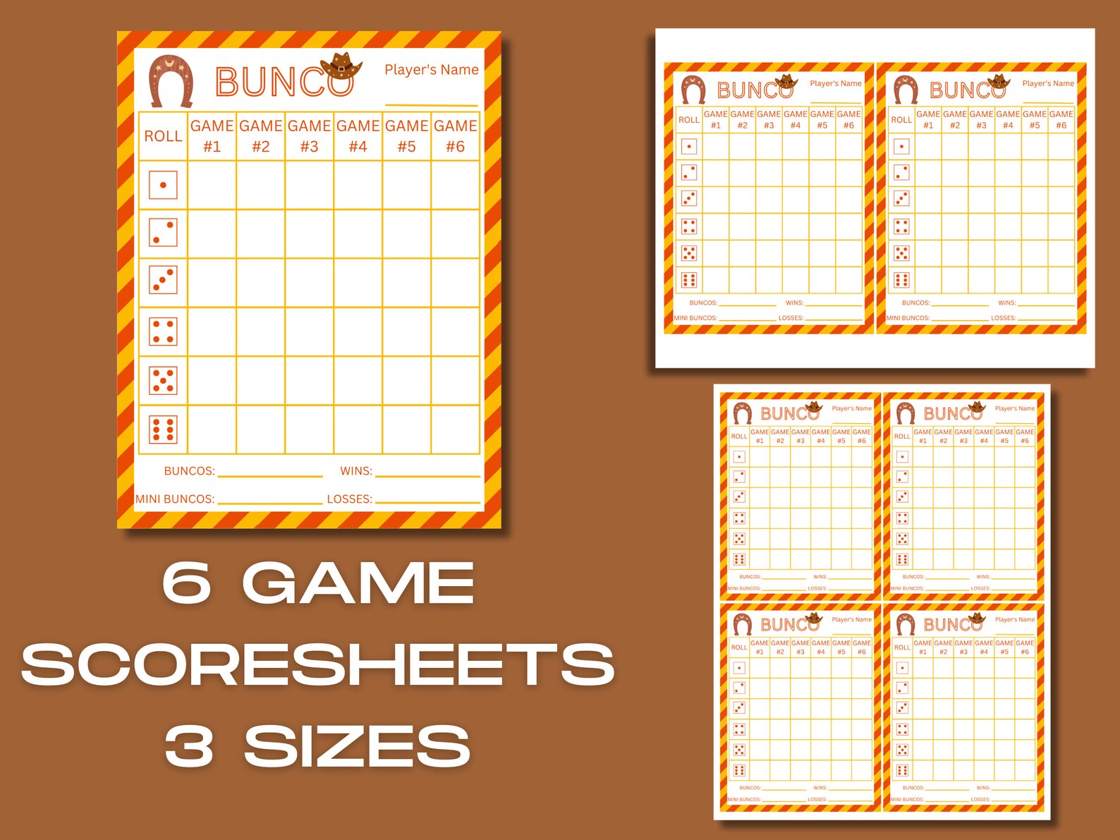 Country Western Bunco Score Sheets, Country Bunco Score Cards, Bunco ...