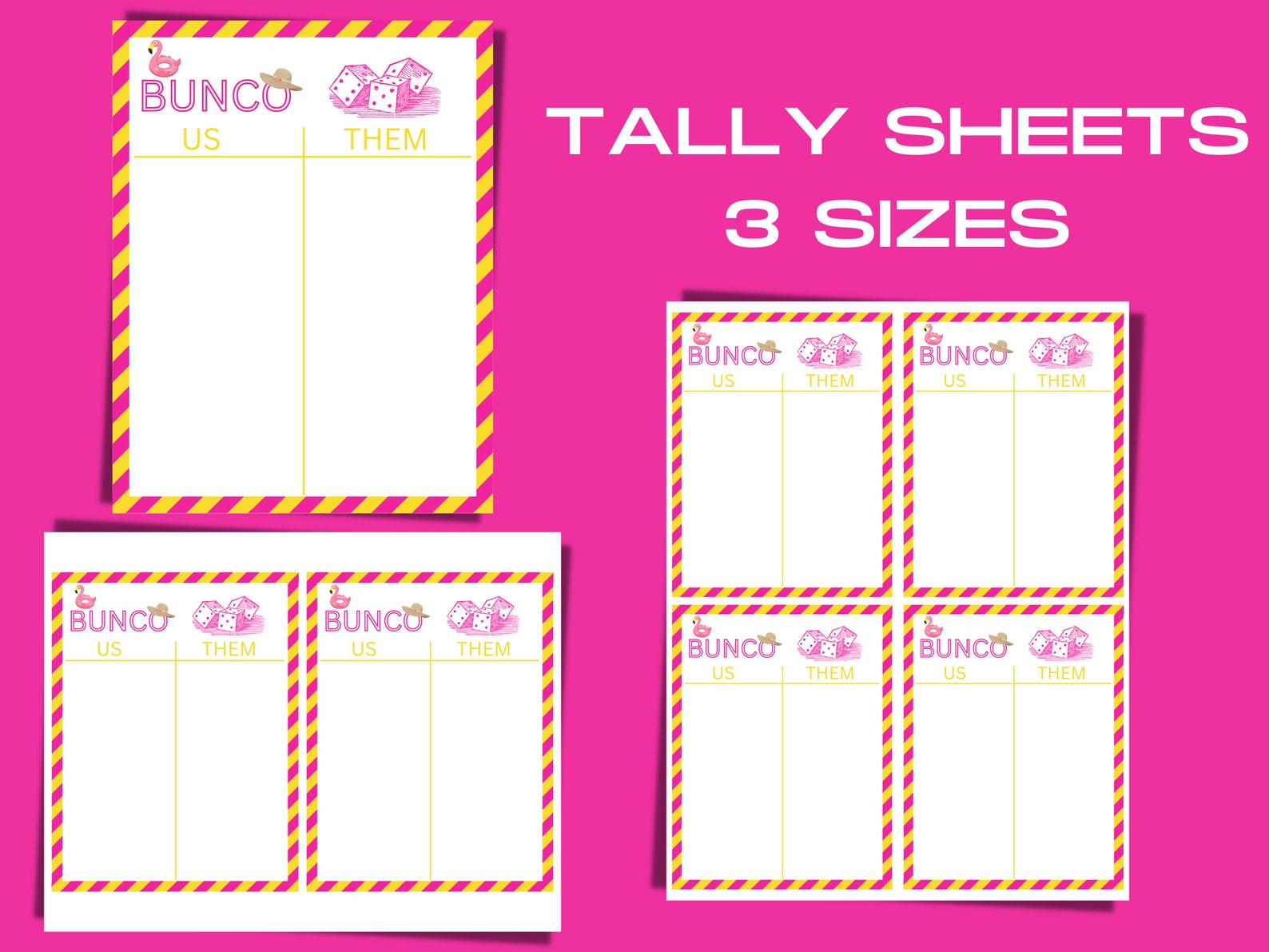 Summer Bunco Score Sheets, Pool Party Bunco Score Cards, Bunco Tally ...
