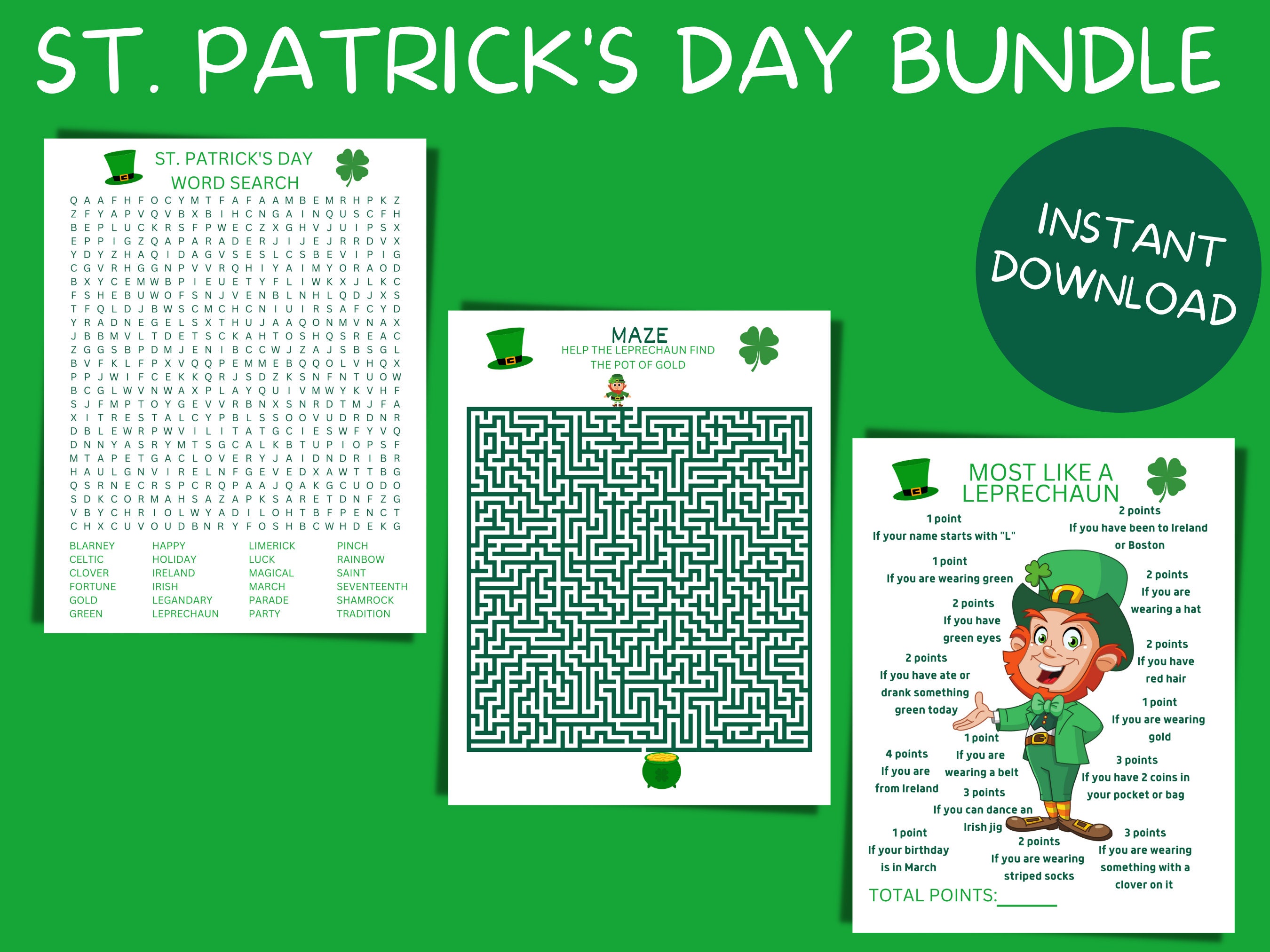 St Patricks Day Game Bundle, St Patricks Trivia, St Patricks Party ...