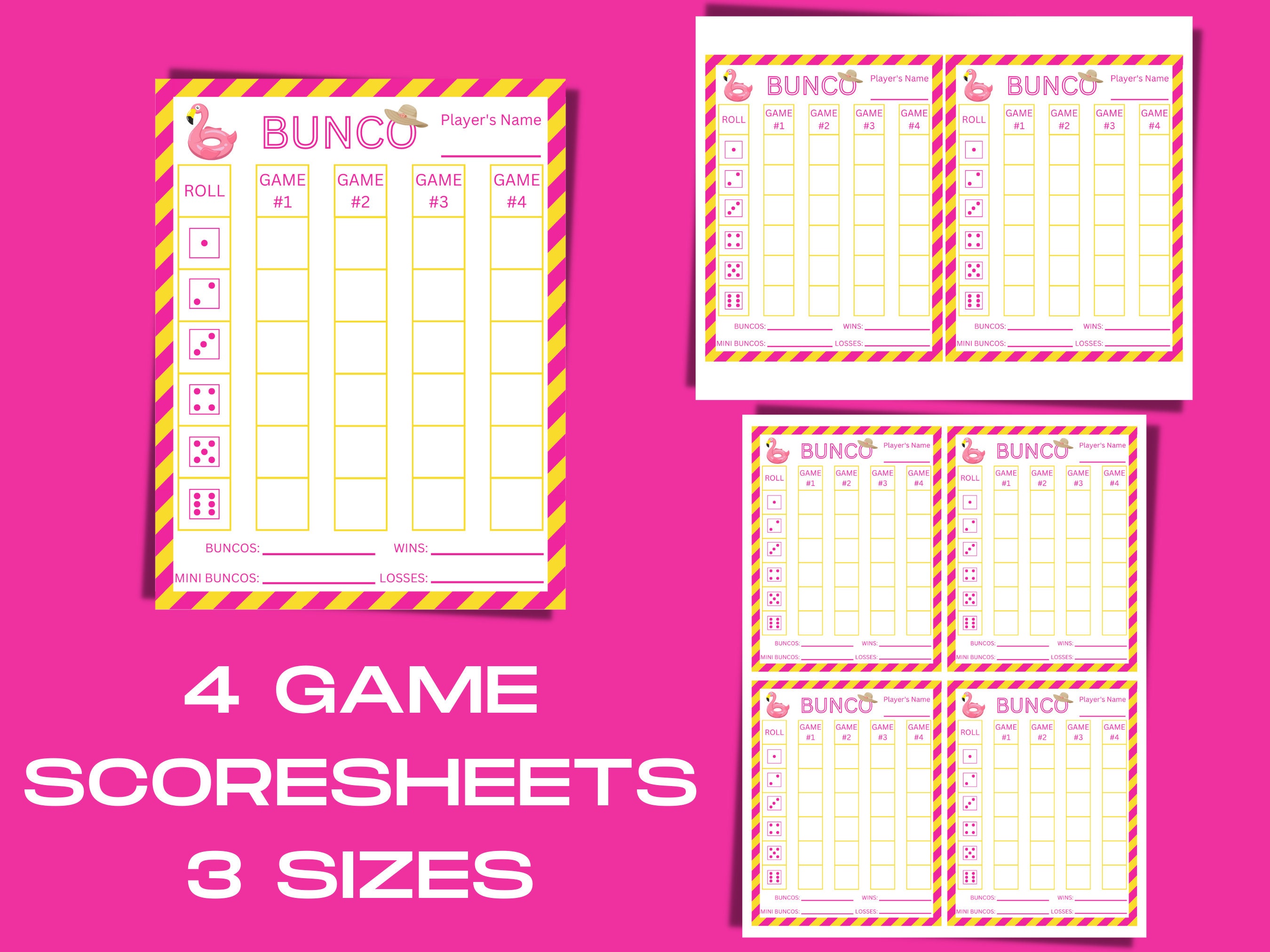 Summer Bunco Score Sheets, Pool Party Bunco Score Cards, Bunco Tally ...