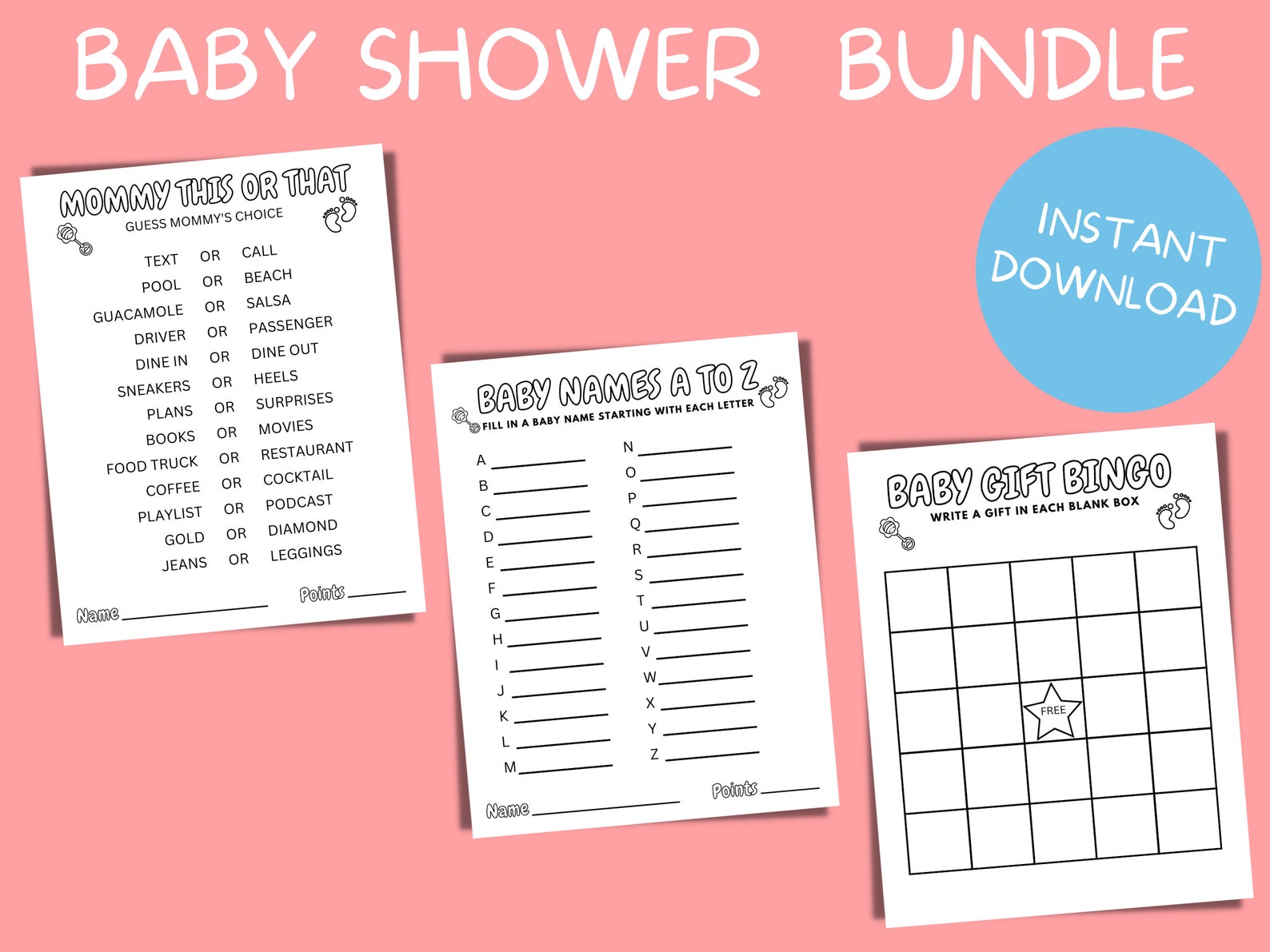 Baby Shower Games Bundle, Baby Shower Activities, Baby Shower Bingo ...