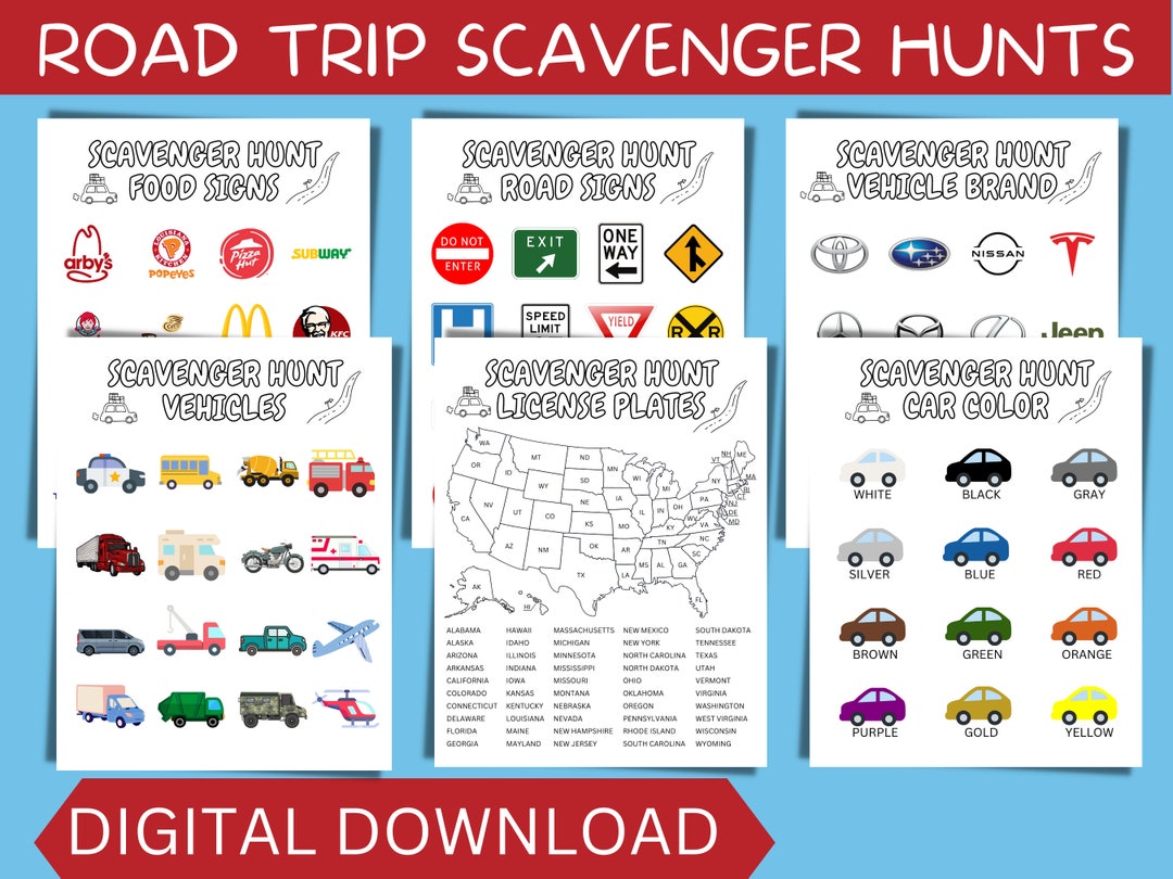Road Trip Scavenger Hunt, Car Games, Family Vacations, Scavenger Hunt ...