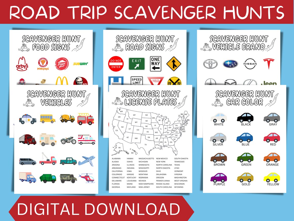 Road Trip Scavenger Hunt, Car Games, Family Vacations, Scavenger Hunt ...