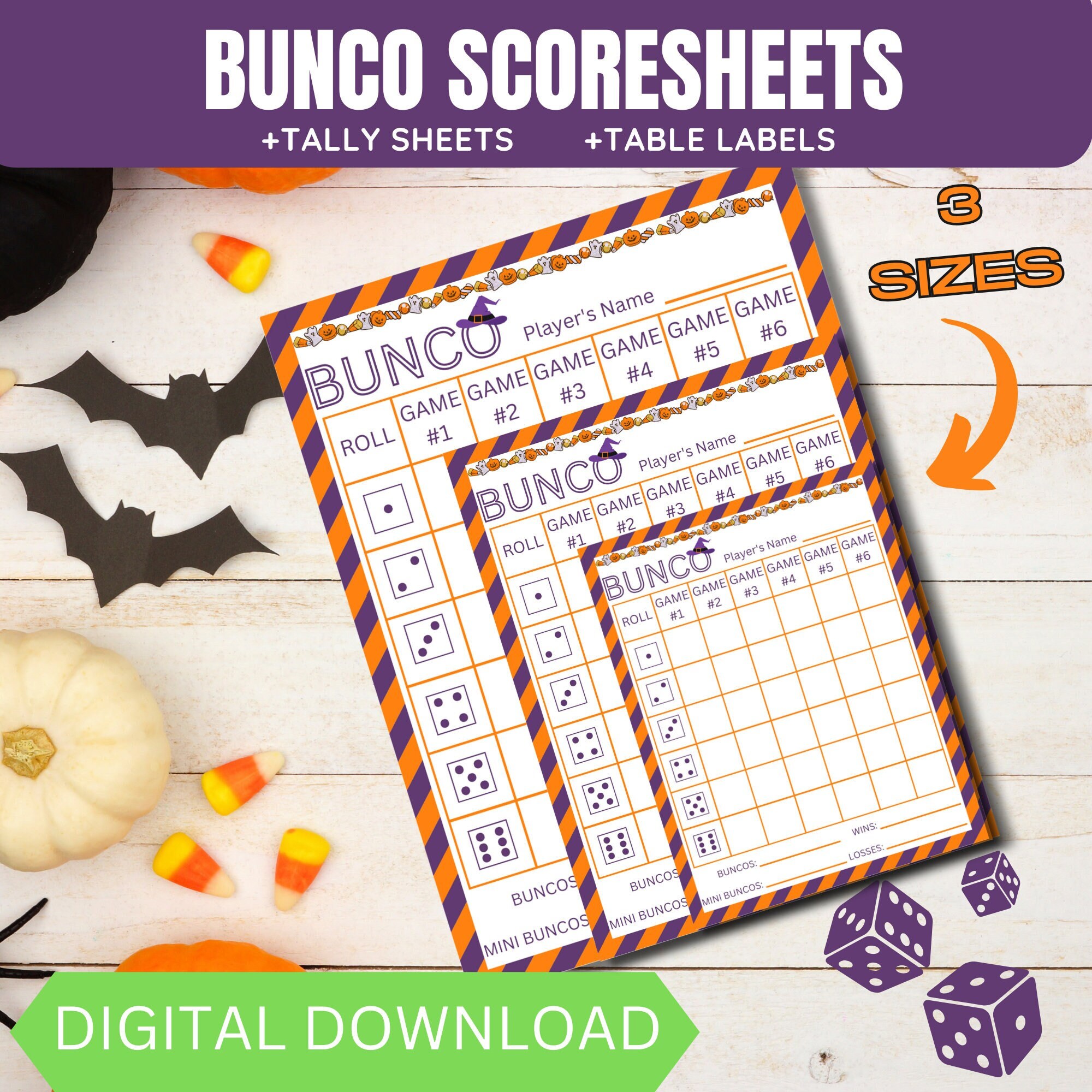 Halloween Bunco Score Sheets, October Bunco Score Cards, Bunco Tally ...