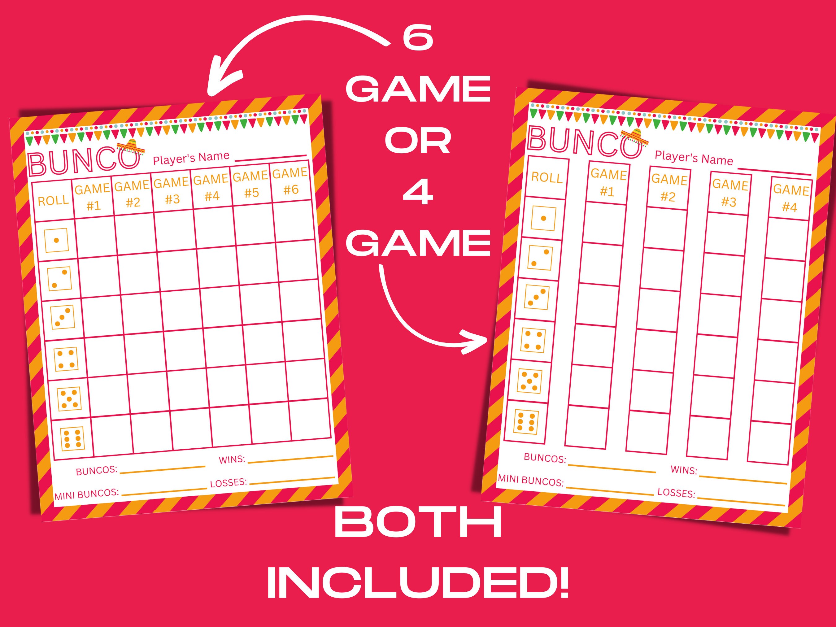 Cinco De Mayo Bunco Score Sheets, May Bunco Score Cards, Bunco Tally ...