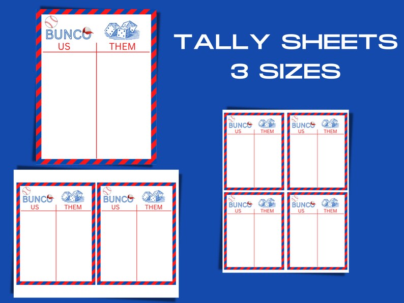 Baseball Bunco Score Sheets, Baseball Bunco Score Cards, Bunco Tally ...