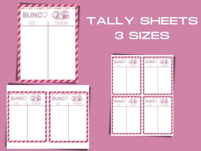 February Bunco Score Sheets, Valentines Bunco Score Cards, Bunco Tally ...
