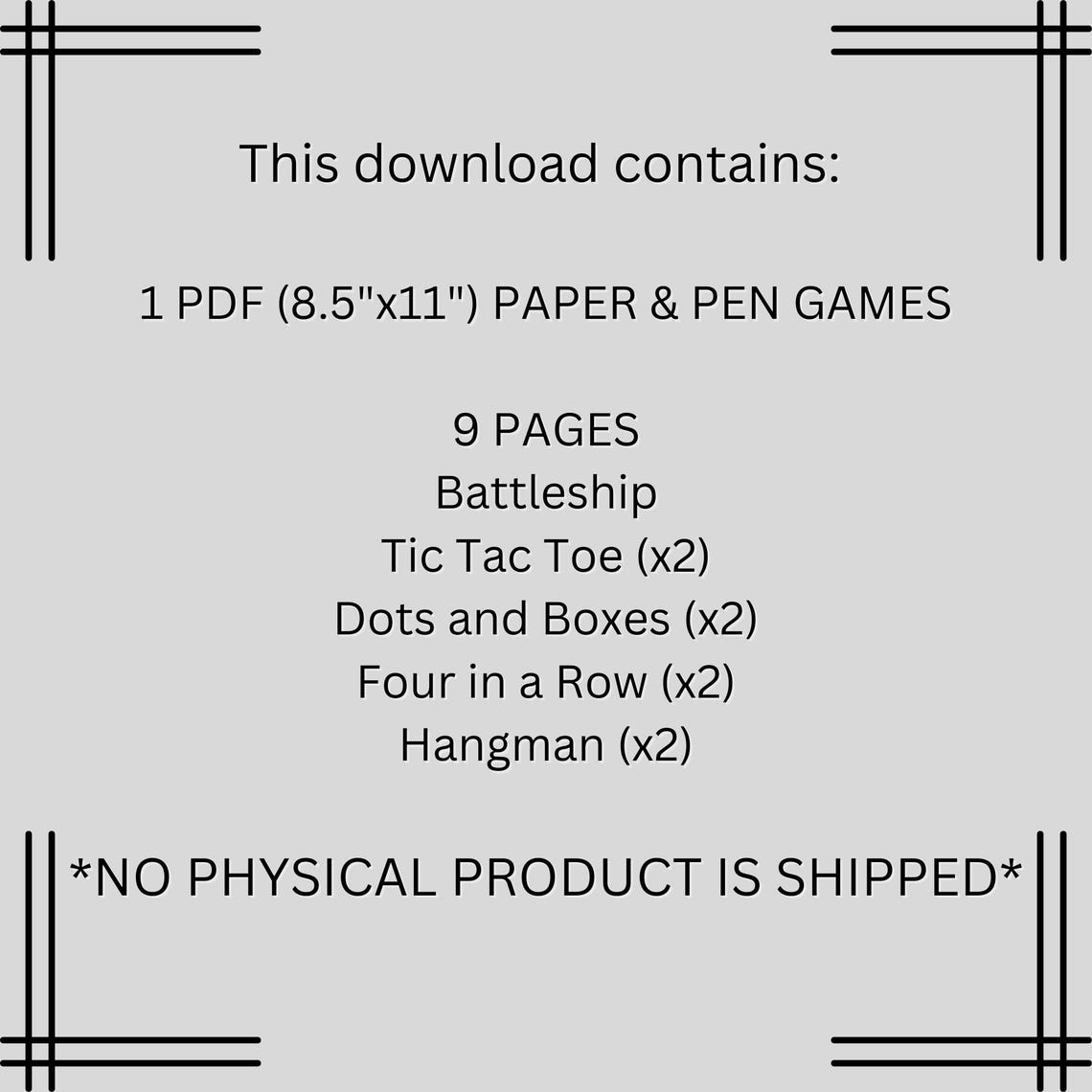 Printable Pen and Paper Games – 5 Game Bundle | Tic Tac Toe, Hangman ...