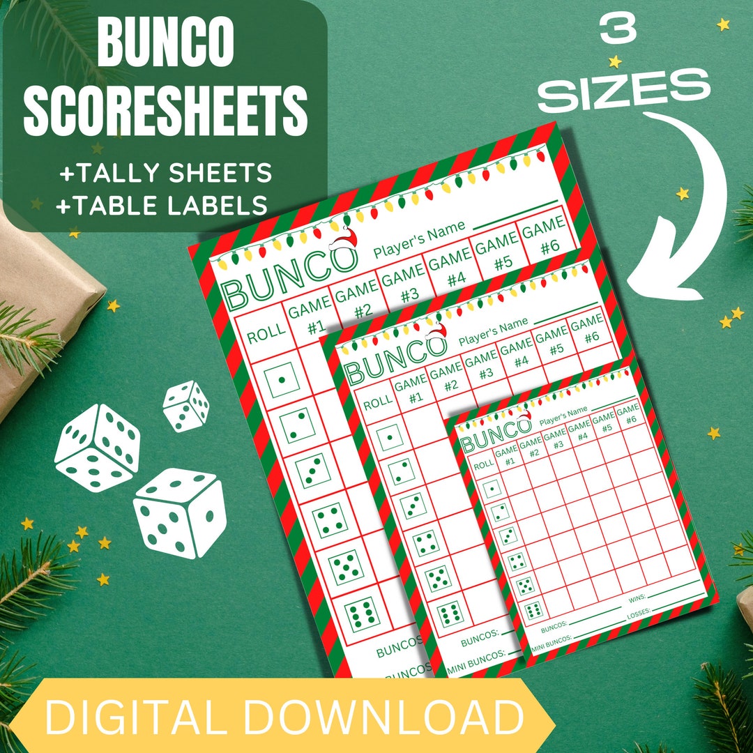 Holiday Bunco Score Sheets, Christmas Bunco Score Cards, Bunco Tally ...