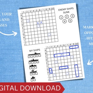 Battleship Paper Game Printable Battleship Game Paper Games - Etsy
