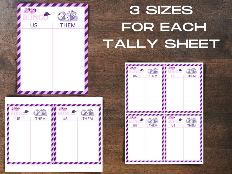 Themed Bunco Score Sheets, Bunco Score Cards, Bunco Tally Sheets, Bunco Table Labels, Bunco ...