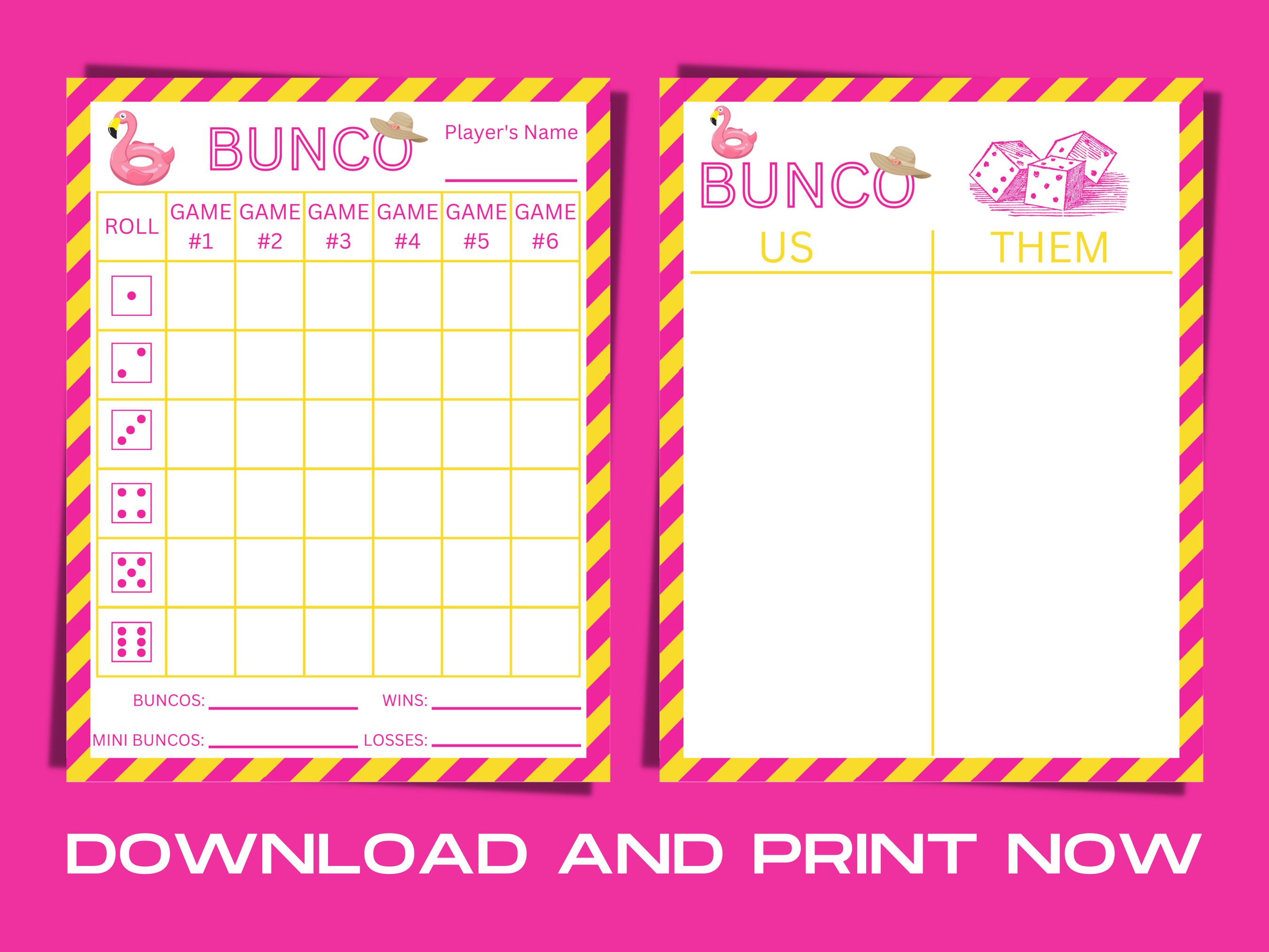 Summer Bunco Score Sheets, Pool Party Bunco Score Cards, Bunco Tally ...