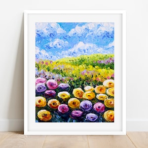 Art Print Acrylic Painting Colorful Impressionist Summer Landscape ...
