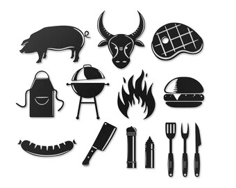 Barbecue Vector File Bbq Bundle Svg File Meat Dxf Sausage - Etsy