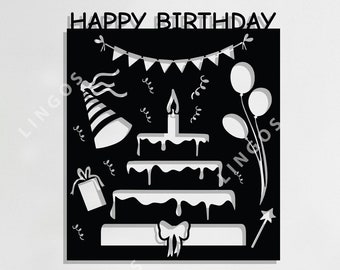 Visual Arts Happy birthday dxf svg png ai pdf eps cdr vector Hand ...