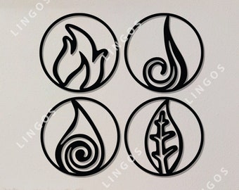 4 Element Design Laser Cut Svg Dxf Files Wall Sticker Engraving Decal ...