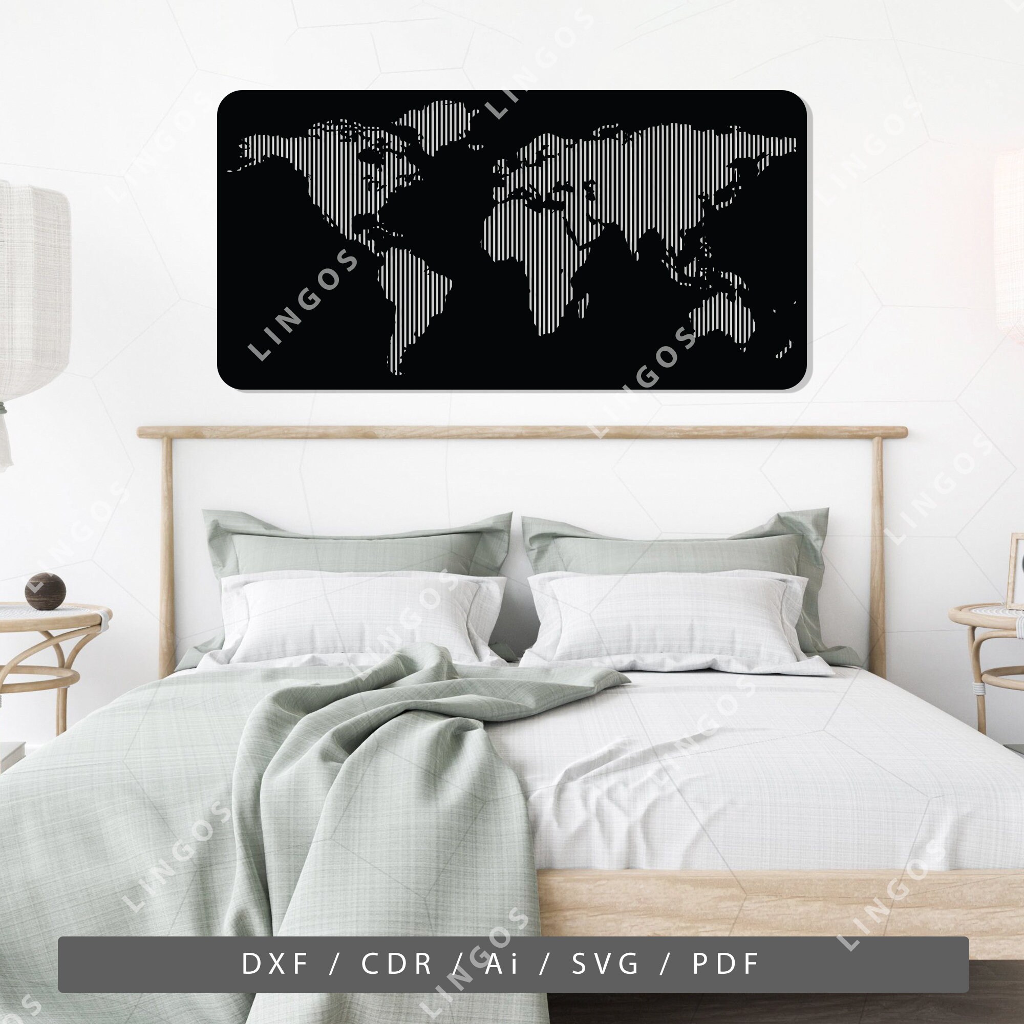 World Map DXF Global Map Silhouette Travel Home Decor Layer - Etsy