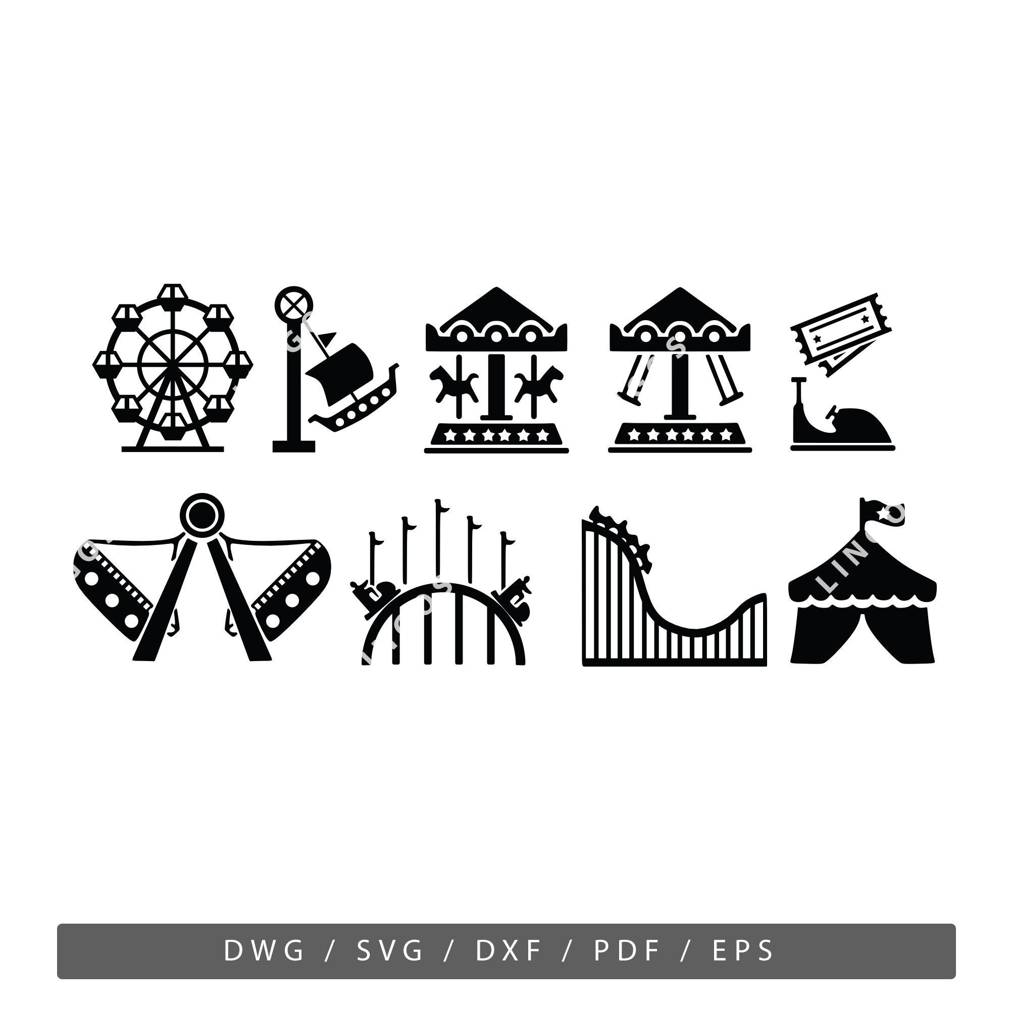 Amusement Park Vector Fun Fair SVG Bundle Festival Pdf File - Etsy UK