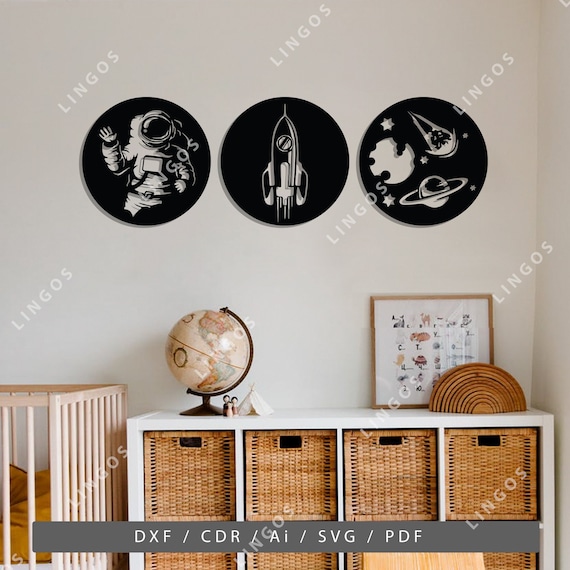 Space Design Laser Cut Svg Dxf Files Wall Sticker Engraving - Etsy ...