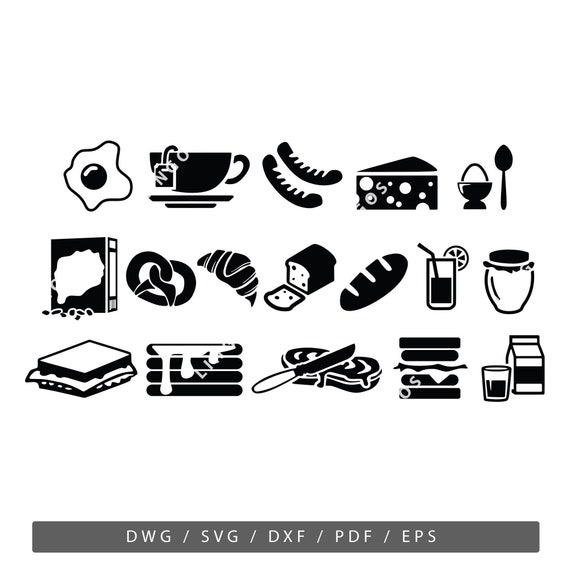 Breakfast Vector Food SVG Bundle Morning EPS File Brunch | Etsy