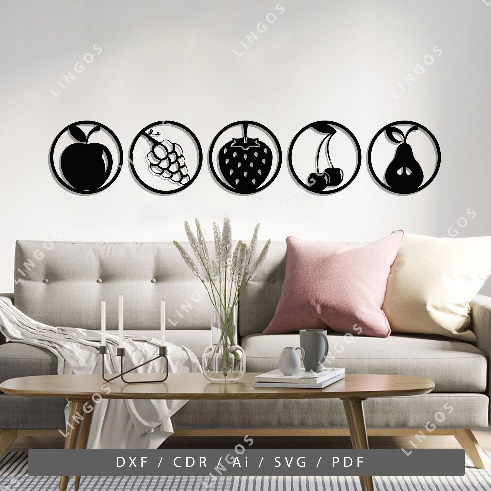 Fruits Design Laser Cut Svg Dxf Files Wall Sticker Engraving - Etsy UK