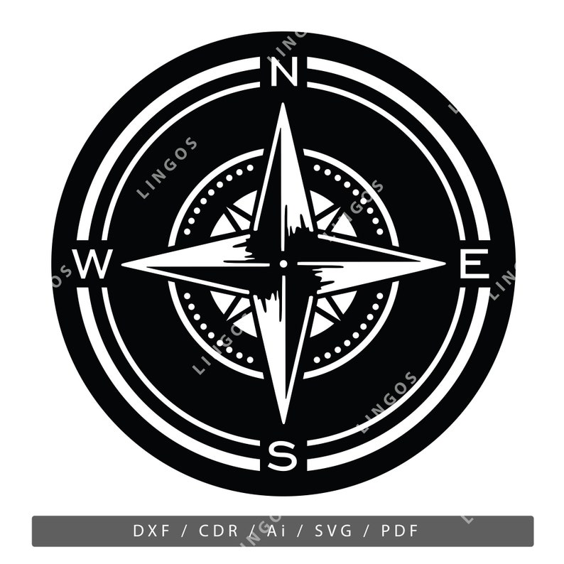 Geometric Compass Laser Cut DXF File: Nautical Wall Art SVG (digital ...