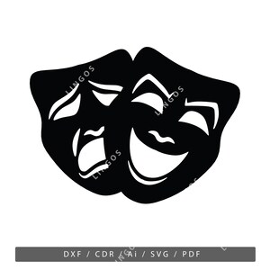 Sock and Buskin Svg, Theater Masks Wall Decor, Comedy and Tragedy DXF ...