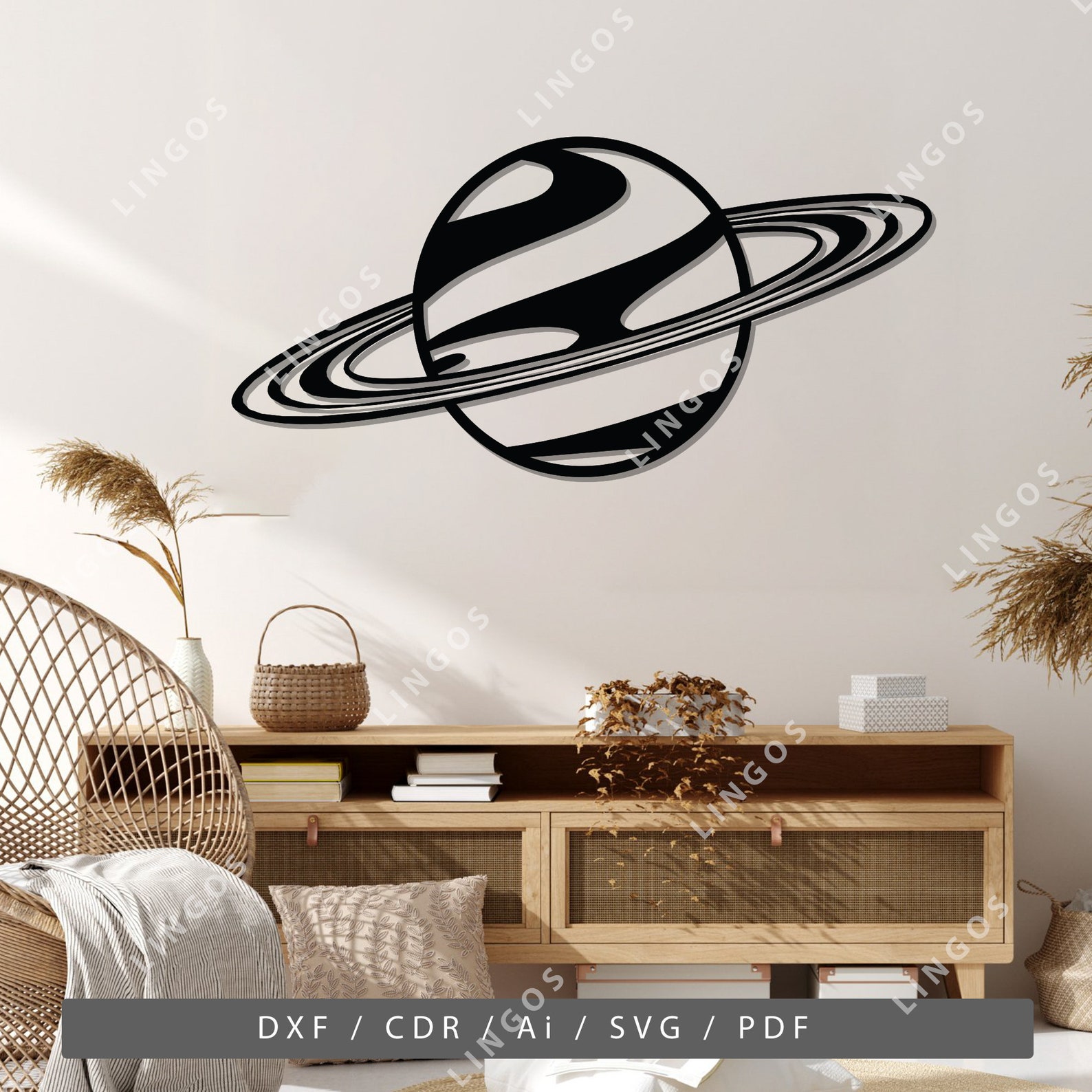 Saturn Wall Art Planet DXF Ringed Svg Space Vector Wall - Etsy