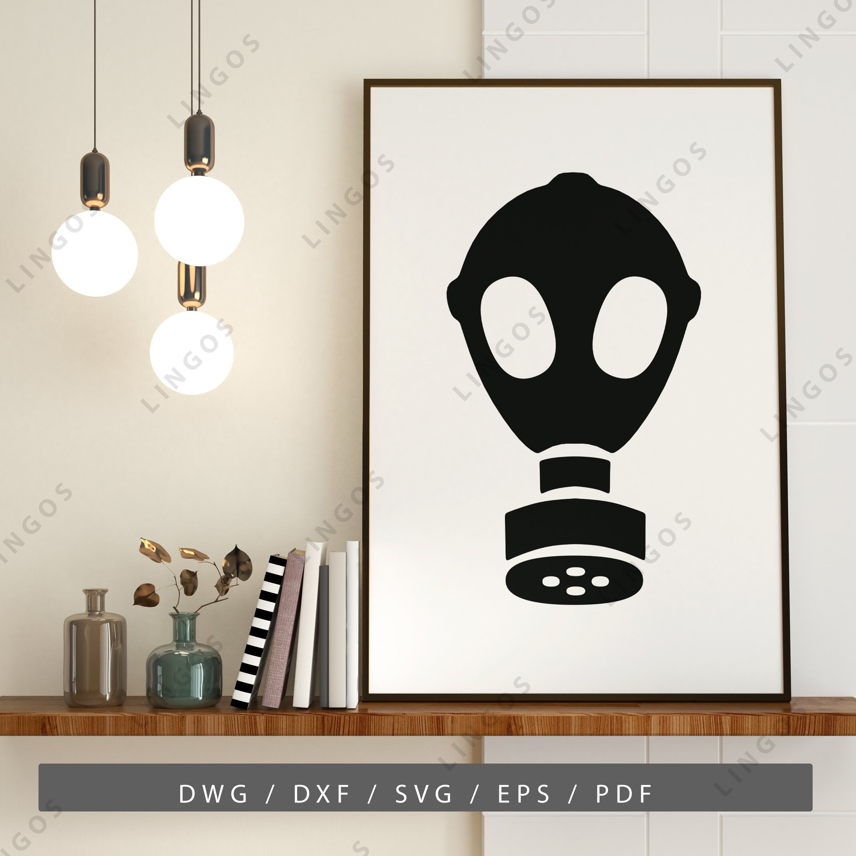 Gas Mask Vector Files for Laser Cut, Cricut (svg, Eps, Pdf, Dwg, Dxf ...