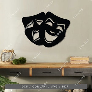 Sock and Buskin Svg, Theater Masks Wall Decor, Comedy and Tragedy DXF ...