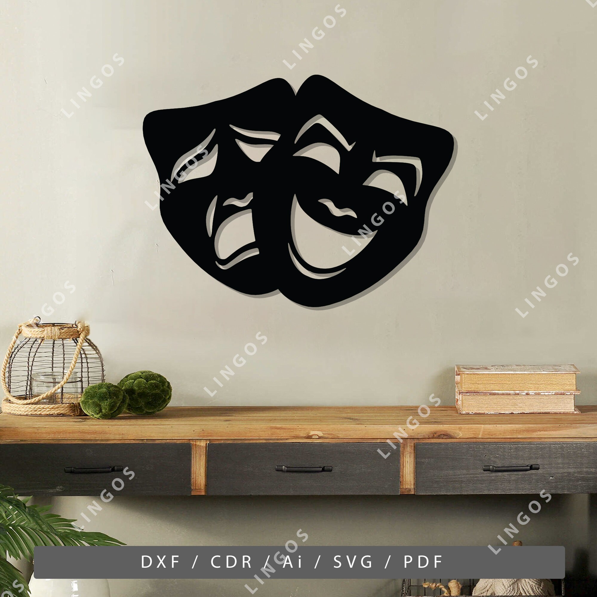 Sock and Buskin Svg Theater Masks Wall Decor Comedy and - Etsy