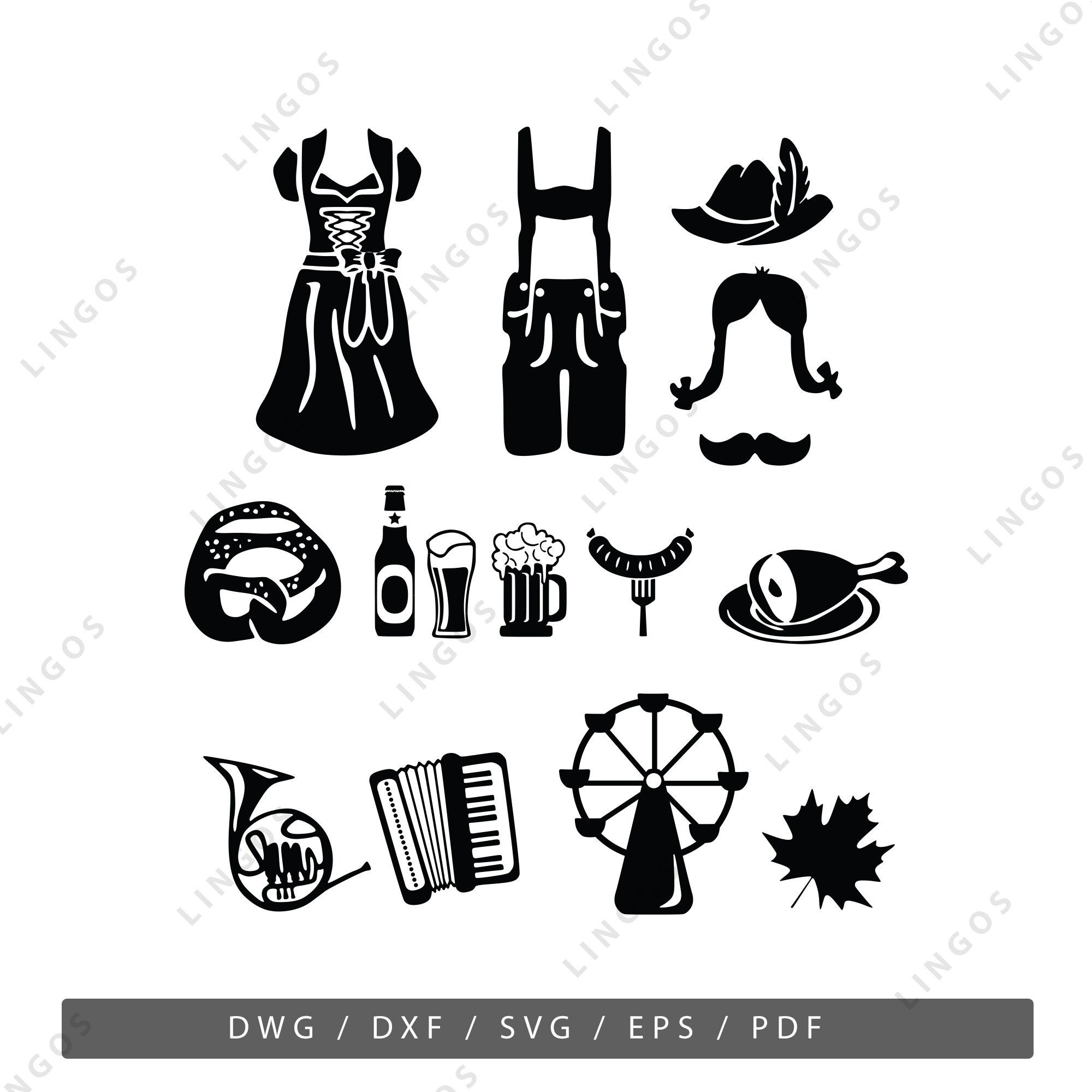 Oktoberfest Svg File, German Symbols Bundle, Clip Art, Pdf, Dwg, Eps ...