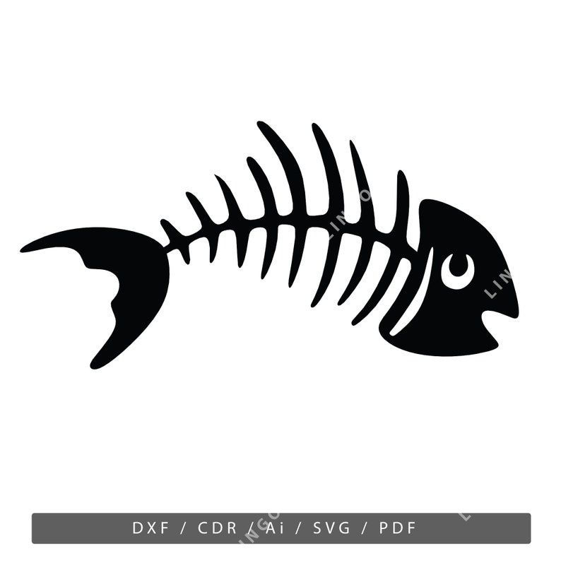 Fish Skeleton DXF File Animal Wall Decor Fish Bone Vector - Etsy