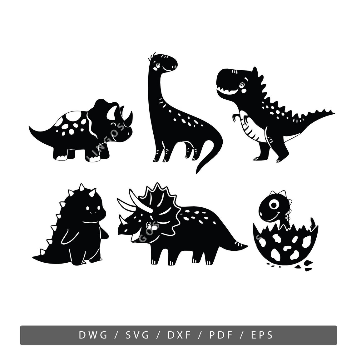 Cute Dinosaur Vector T-rex Svg File Triceratops Clip Art - Etsy