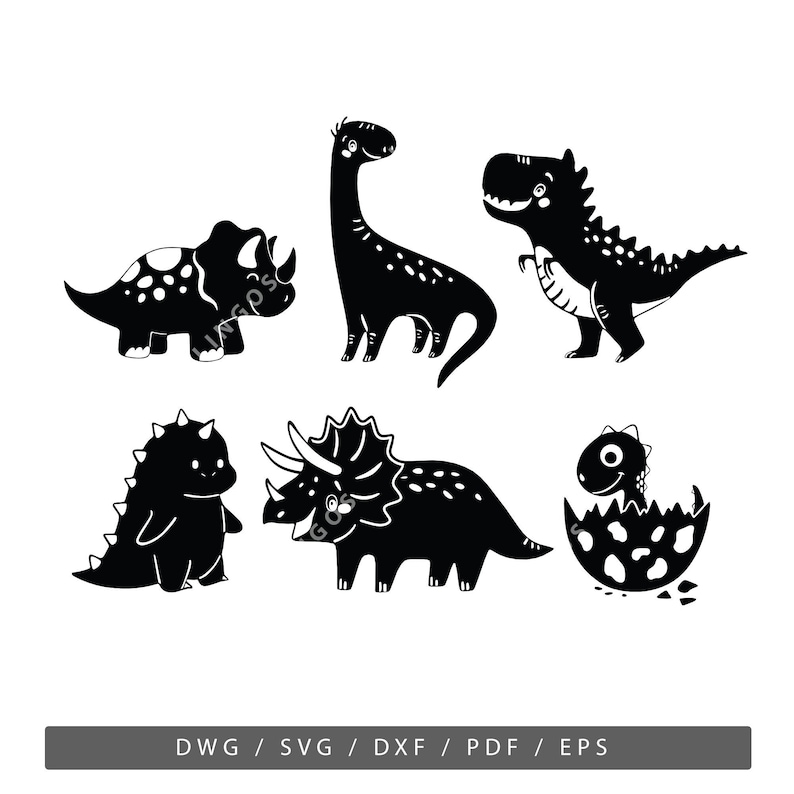 Cute Dinosaur Vector T-rex Svg File Triceratops Clip Art - Etsy