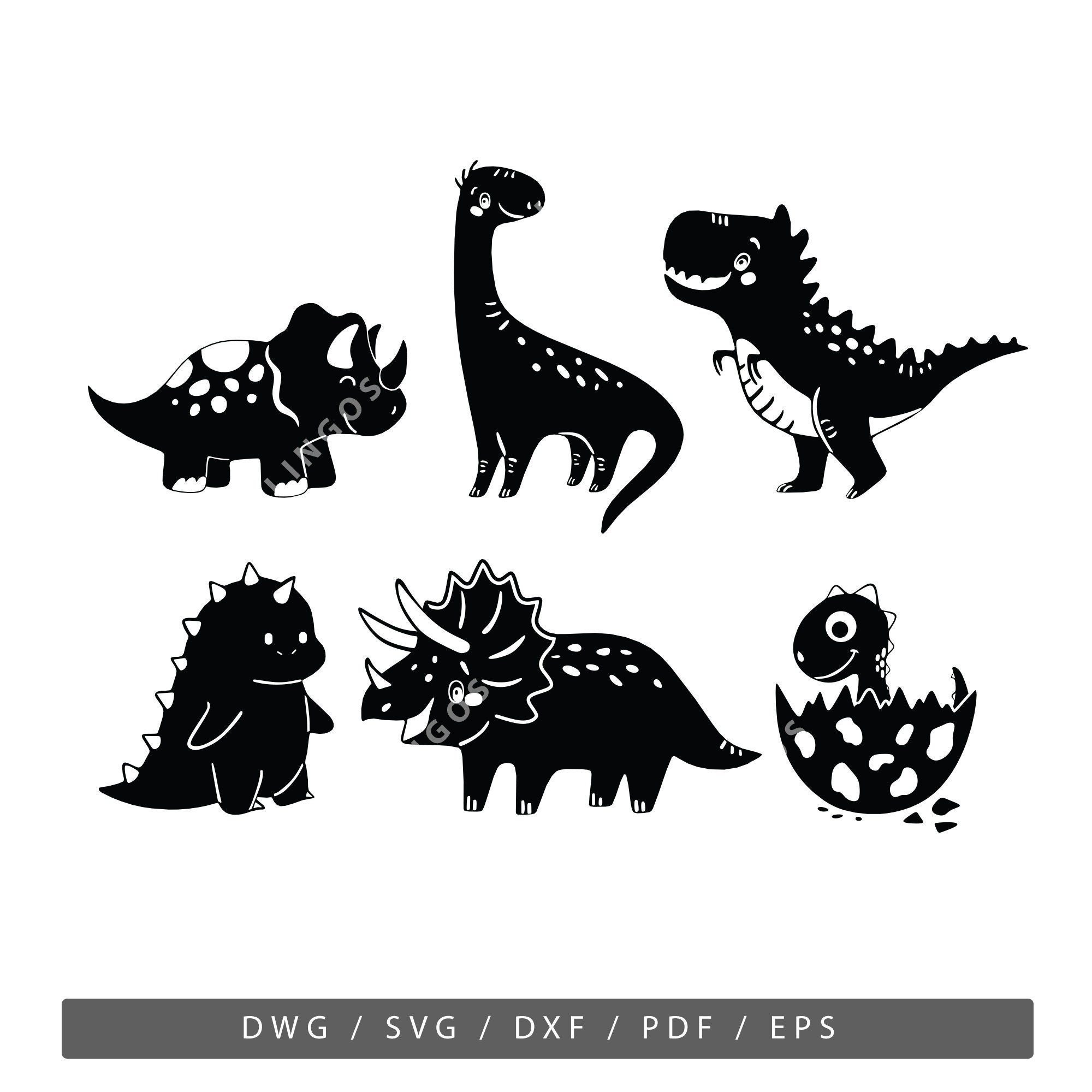 Cute Dinosaur Vector T-rex Svg File Triceratops Clip Art - Etsy