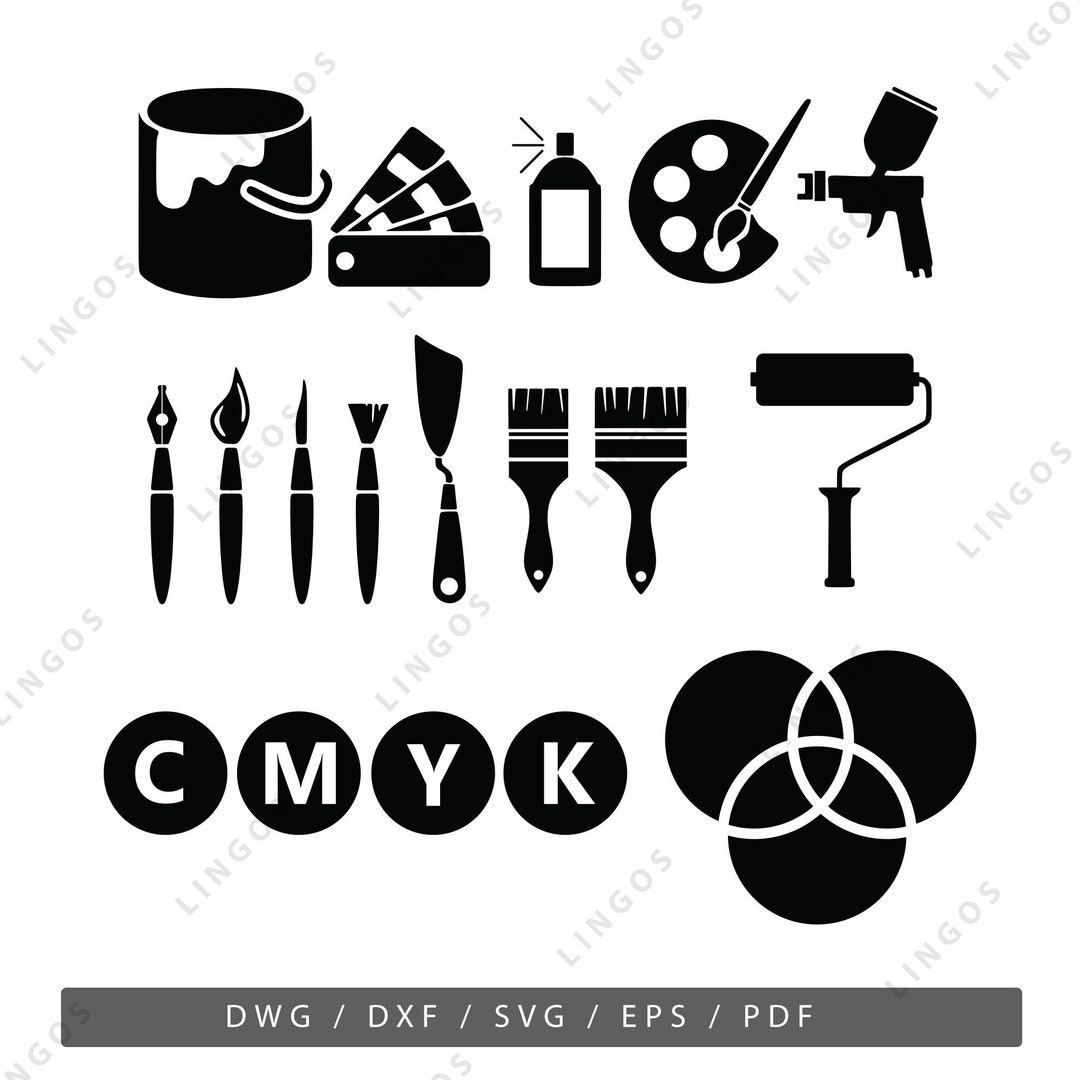 Painting Tools Vector File, Paint Brush Bundle (svg, Pdf, Eps, Dwg, Dxf ...