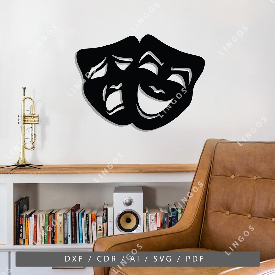 Sock and Buskin Svg Theater Masks Wall Decor Comedy and | Etsy