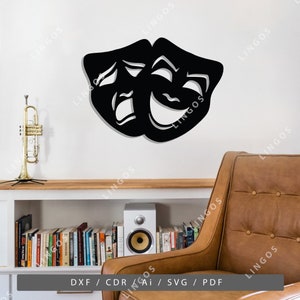 Sock and Buskin Svg, Theater Masks Wall Decor, Comedy and Tragedy DXF ...