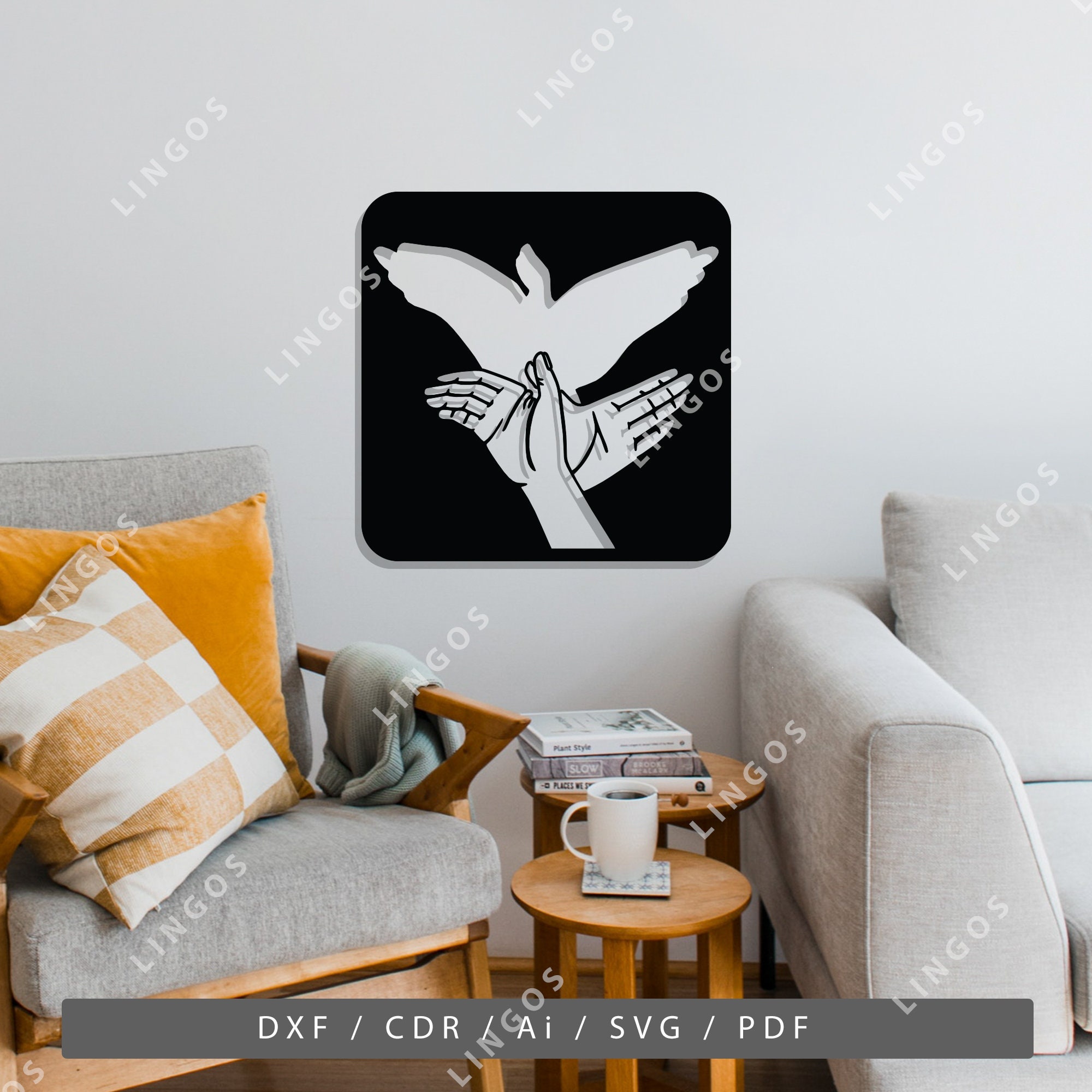 Hand Shadow Bird Vector Finger Shadow Wall Art Animal | Etsy