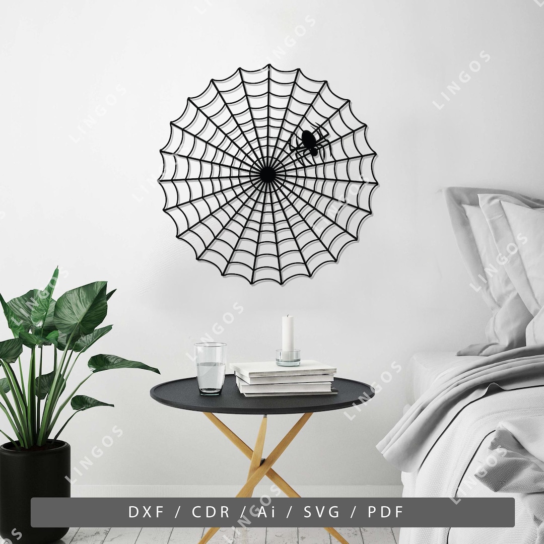 Spider Web Wall Art DXF, Gothic Digital File PDF Halloween Metal Cut ...