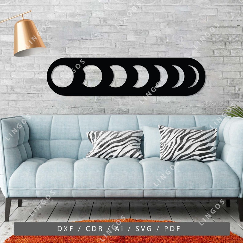 Lunar Phases Design Laser Cut Svg Dxf Files Wall Sticker - Etsy