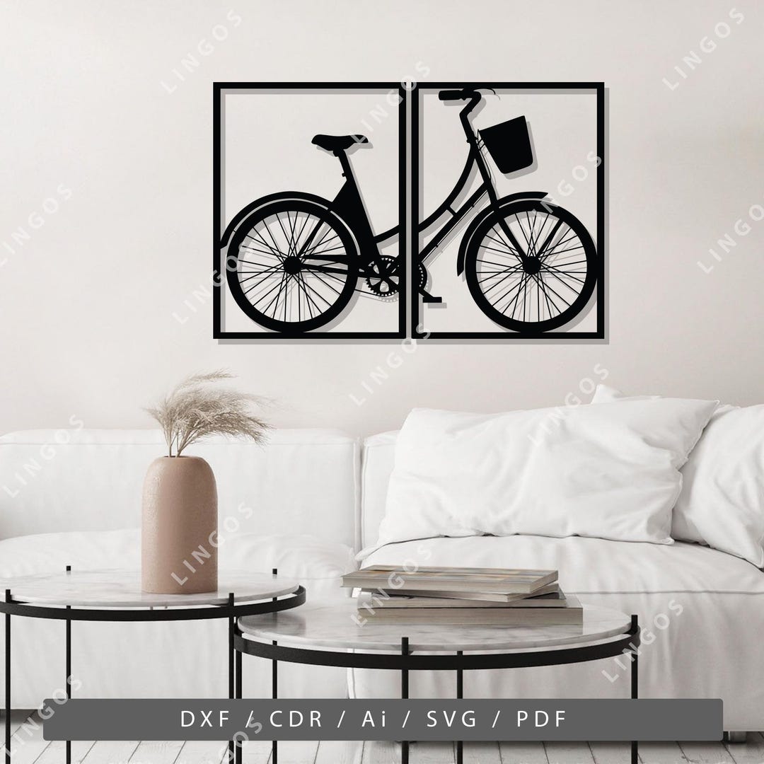Vintage Bicycle Split Panel Wall Art | Laser Cut Files (digital ...
